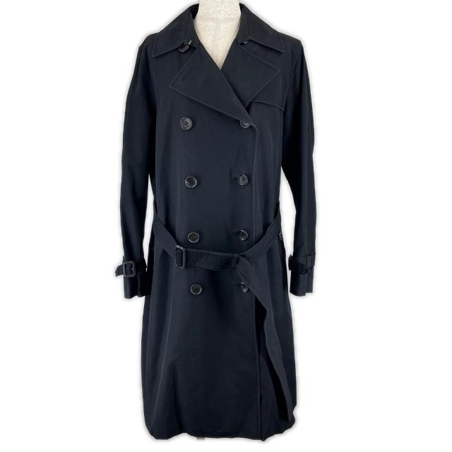 良品▲BURBERRY LONDON バーバリーロンドン 裏地ノバチェック ライナー付き 2WAY トレンチコート ブラック 46 日本製 正規品 レディース