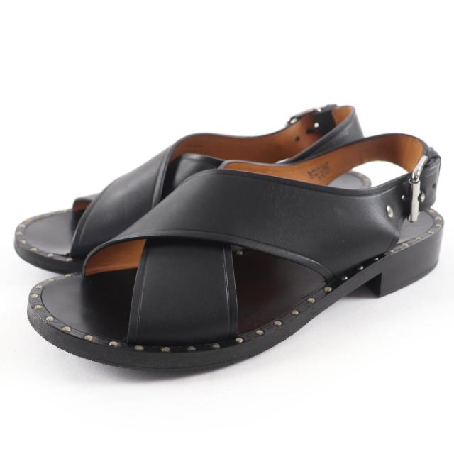 美品☆CHURCH’S チャーチ RHONDA クロスストラップ フラット レザー サンダル ブラック 35.5 イタリア製 レディース