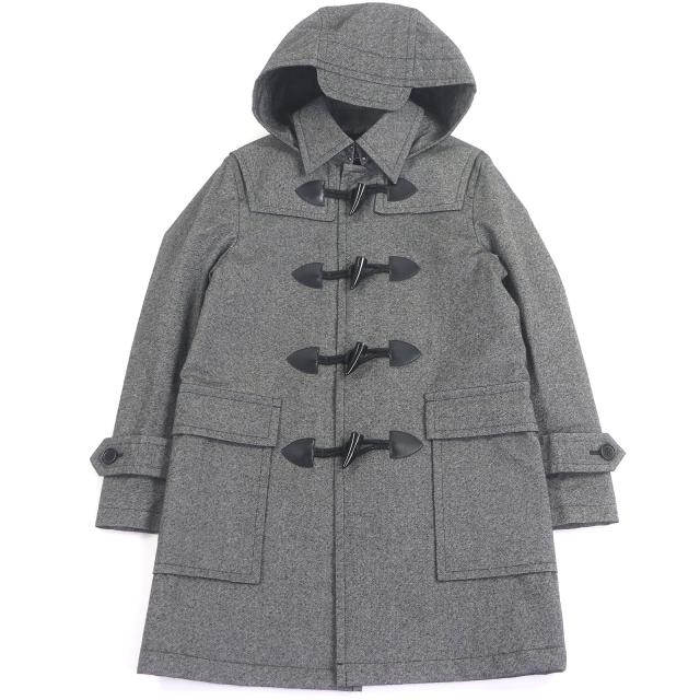 未使用品□BURBERRY BLACK LABEL バーバリーブラックレーベル ウール100％ トグルボタン フーデッド ダッフルコート グレー M 正規品
