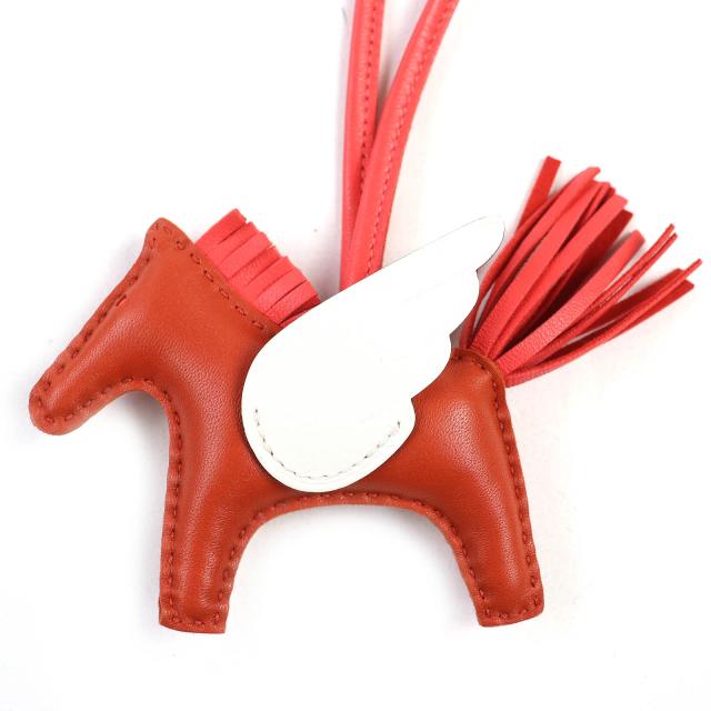 未使用△HERMES エルメス ロデオチャーム ペガサスPM アニョーミロ スイフト カーネリアン/ローズテキサス/ホワイト バッグチャーム U刻