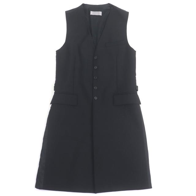 極美品□Dior HOMME ディオールオム 7H3160260249 モヘア混 07AW エディ期 ロング丈 ジレ ベスト ブラック 44 イタリア製 正規品 メンズ