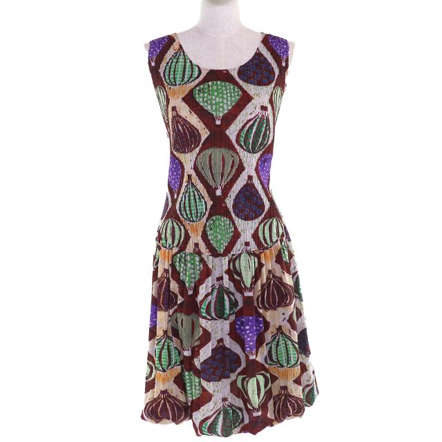 極美品△PLEATS PLEASE プリーツプリーズ イッセイミヤケ PP93-JK626/PP93-JG623 気球柄 トップス スカート セットアップ 3/5 正規品