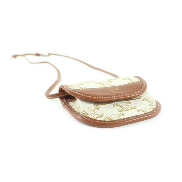 美品☆CELINE セリーヌ トリオンフ ロゴ入り ストラップ付 PVC レザー