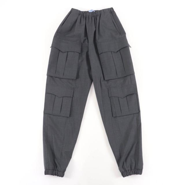 極美品☆PRADA プラダ 2020年製 P258C バージンウール100％ カーゴパンツ ボトムス グレー 38 正規品 レディース