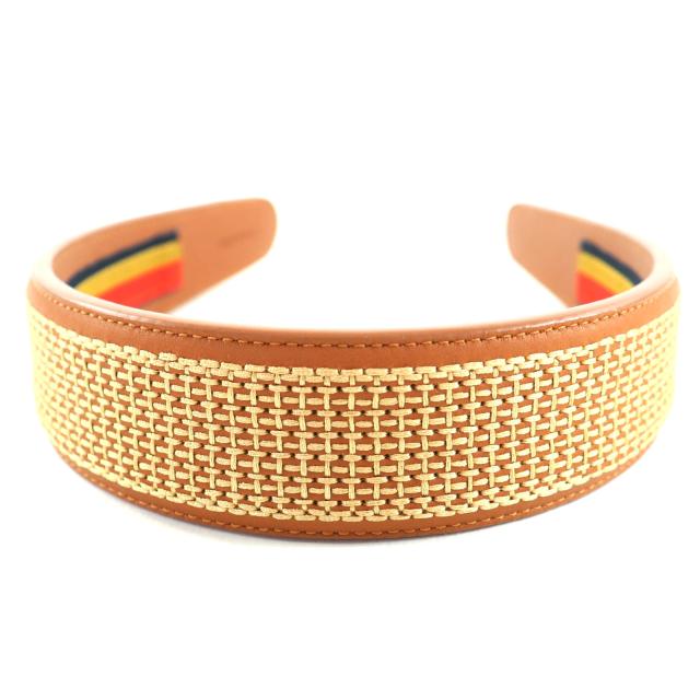 極美品◇HERMES エルメス エリザベス カチューシャ ゴールド スイフト セリエシルバー金具 ヘアバンド 保存袋付き イタリア製 レディース