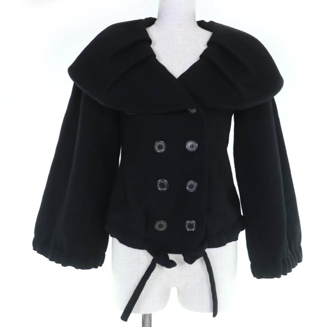 美品☆LOUIS VUITTON ルイヴィトン ウール モヘア 裏地モノグラム ロゴボタン ジャケット ブラック 34 フランス製 正規品 レディース