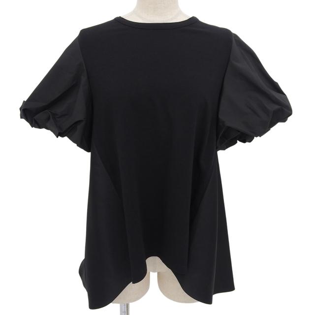 極美品▲YOKO CHAN ヨーコチャン 2022年製 YCT-222-049 コットン バルーンスリーブ 半袖 カットソー 黒 38 日本製 正規品 レディース