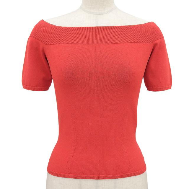 極美品▲Alexander McQueen アレキサンダーマックイーン 2021年製 669510 オフショルダー カットソー レッド XS 伊製 正規品 レディース