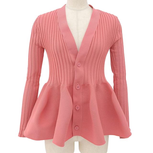 極美品▲CFCL シーエフシーエル CF006KE214RHM Pottery Cardigan ペプラム カーディガン ピンク 1 日本製 正規品 レディース