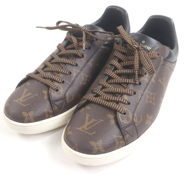 極美品□LOUIS VUITTON ルイヴィトン 1A4PAC ルクセンブルグ・ライン レザー モノグラム ローカットスニーカー ブラウン 6.5 イタリア製