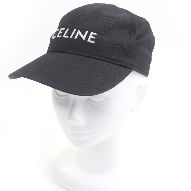 美品□CELINE セリーヌ 2AUS9242N ロゴエンブロイダリー ベースボールキャップ 帽子 ブラック M フランス製 正規品 メンズ 定価75900円