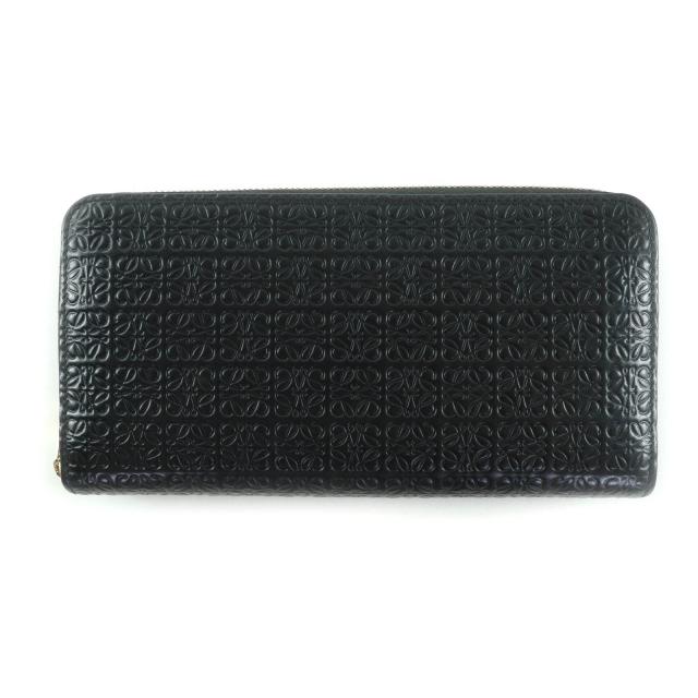 極美品★LOEWE ロエベ C499T12X07 リピート ジップアラウンド アナグラム レザー ロングウォレット 長財布 ブラック ゴールド金具 袋付