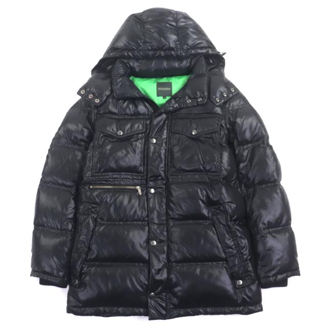 極美品▼MACKINTOSH PHILOSOPHY マッキントッシュフィロソフィー フーデッド ジップアップ ダウンコート ブラック 42 正規品　メンズ