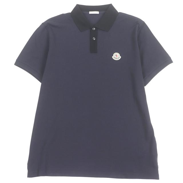 未使用品□MONCLER モンクレール 2021年製 SS POLO ロゴワッペン 刺繍 ショートスリーブ 半袖Ｔシャツ ネイビー L 正規品　メンズ