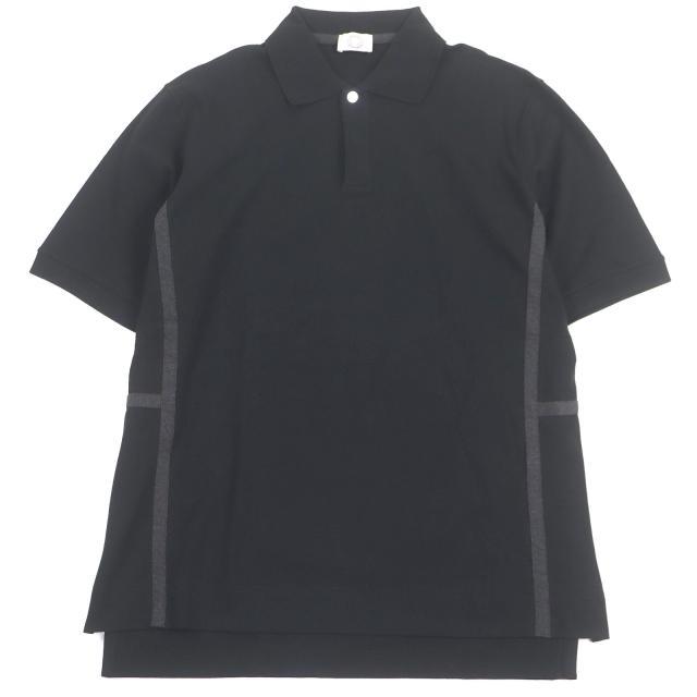 未使用品□HERMES エルメス コットン100％ セリエボタン Hロゴデザイン 半袖ポロシャツ ブラック M 箱付き イタリア製 正規品 メンズ