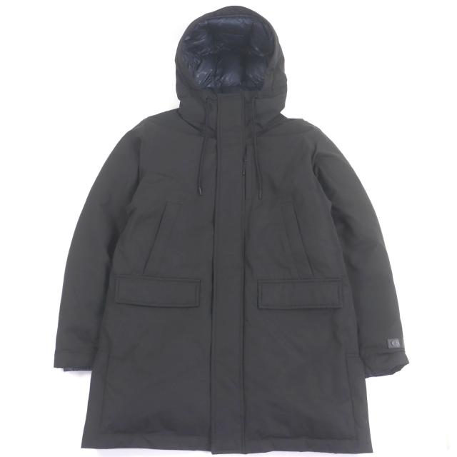 美品□COACH コーチ C5181 エレベイティッドダウンパーカ 裏シグネチャー総柄 フーデッド ダウンコート ジャケット ブラック M 正規品