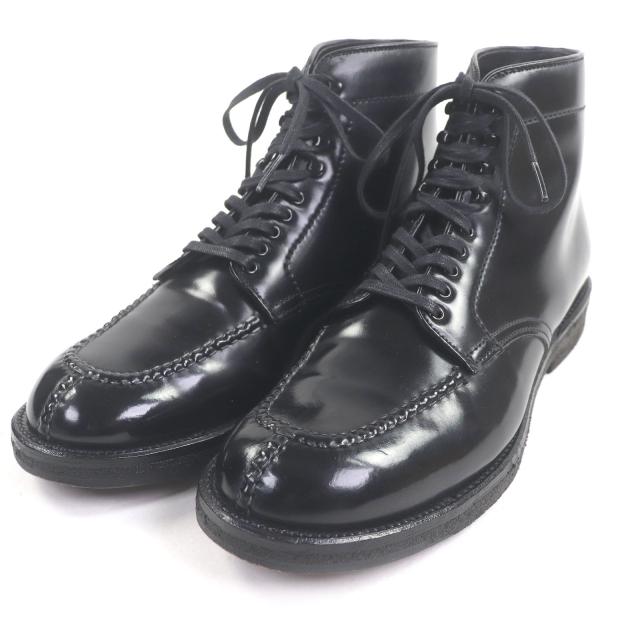 美品□ALDEN オールデン 4545H コードバン レザー ノルウィージャンフロント タンカーブーツ アンクルブーツ ブラック 8.5 USA製 メンズ