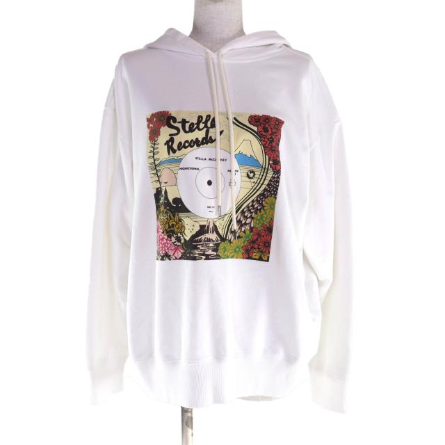 未使用品★Stella McCartney ステラマッカートニー 2023年製 6J0251 コットン100％ レコード フーディ パーカー ホワイト M 正規品