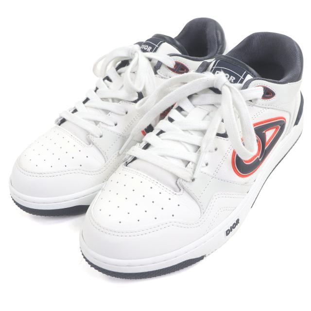 美品□DIOR KAWS ディオール オム カウズ B57 ドリブル レザー CDロゴ 限定コラボ ローカットスニーカー ホワイト 39 イタリア製 メンズ