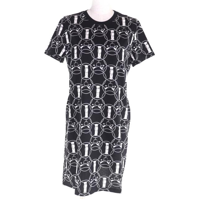 極美品◇HERMES エルメス 2H4508DB La Promenade du Matin 朝の散歩 コットン100％ 半袖 ワンピース ブラック 36 箱付き フランス製
