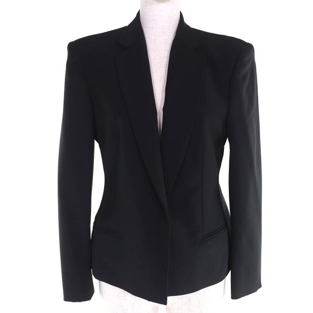 極美品△GUCCI グッチ トムフォード期 裏地GG柄 ロゴボタン ウール シングル テーラードジャケット ブラック 40 イタリア製 レディース