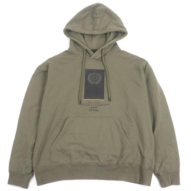 【ドンドン見直し】美品□TATRAS タトラス MTA2BR8082 ロゴプリント プルオーバー フーディー パーカー カーキ 02 日本製 正規品 メンズ