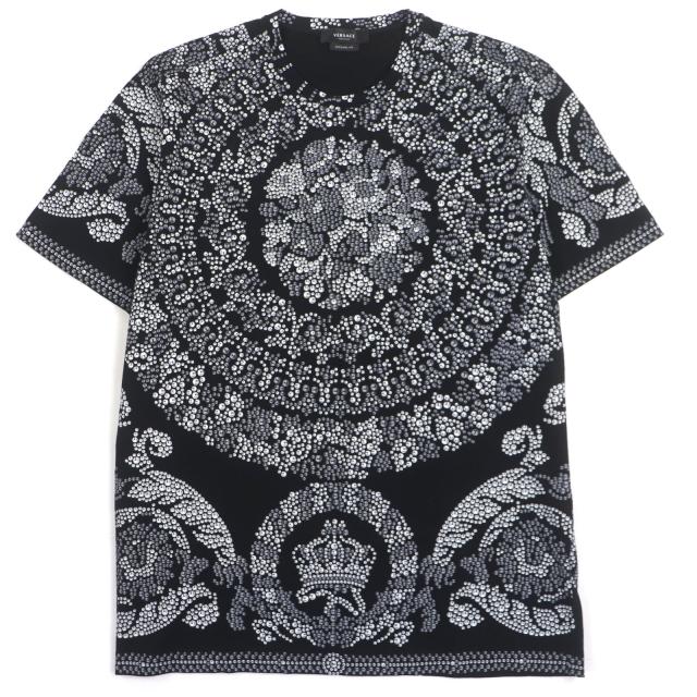 極美品▼VERSACE ヴェルサーチ 2022年製 108969 コットン MITCHEL FIT バロック クルーネック ショートスリーブ 半袖Ｔシャツ XS メンズ
