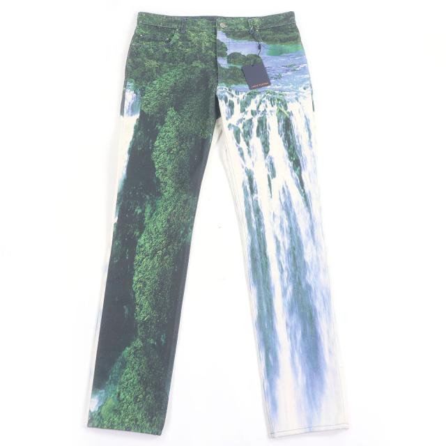 【ドンドン見直し】未使用品□LOUIS VUITTON ルイヴィトン ランドスケープ モノグラムレザーパッチ デニムパンツ ブルー系 36 正規品