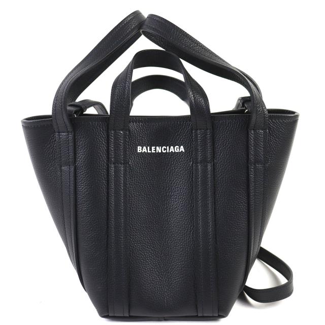 極美品△BALENCIAGA バレンシアガ 672793 エブリデイ トート XS レザー ロゴ 2WAY ハンドバッグ ショルダーバッグ ブラック 保存袋付き