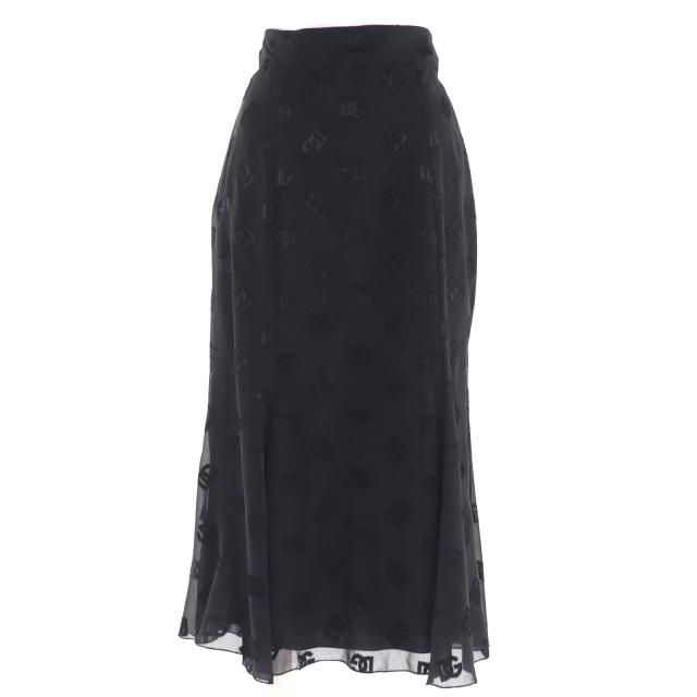 未使用品◇DOLCE&GABBANA ドルチェ＆ガッバーナ F4CCHT All-Over Logo Sheer Midi Skirt シルク混 DGロゴ スカート 40 正規 定価352000円