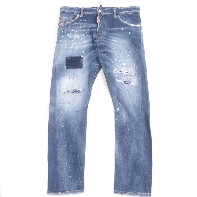 【ドンドン見直し】美品□DSQUARED2 ディースクエアード 22AW S74LB1162S30789ダメージ加工 デニムパンツ ブルー 48 イタリア製 正規品