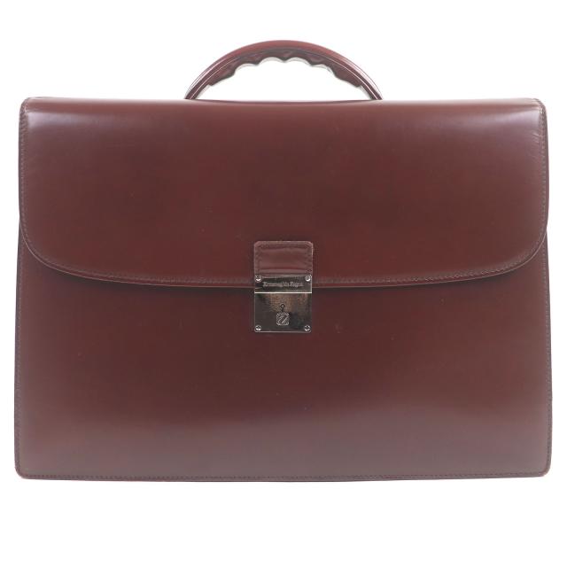 【ドンドン見直し】人気□Ermenegildo Zegna エルメネジルドゼニア レザー NAPOLI COUTURE ビジネスバッグ ブリーフケース ブラウン