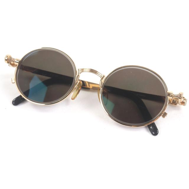 美品□JEAN-PAUL GAULTIER ジャンポールゴルチエ 56-4178 ヴィンテージ バネ テンプル デッドストック サングラス ゴールド 日本製