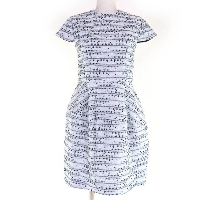 未使用品☆YOKO CHAN ヨーコチャン YCD-120-563 コットン ツイードバルーンドレス ワンピース ライトブルー 38 日本製 正規品 レディース