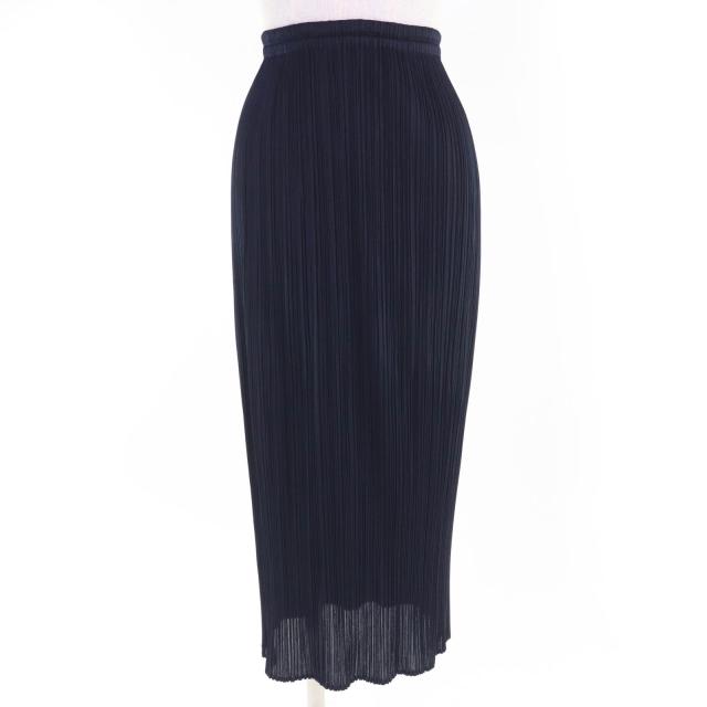 極美品☆PLEATS PLEASE プリーツプリーズ イッセイミヤケ PP05-JG001 タイトスカート ロングスカート ダークネイビー 1 日本製 正規品