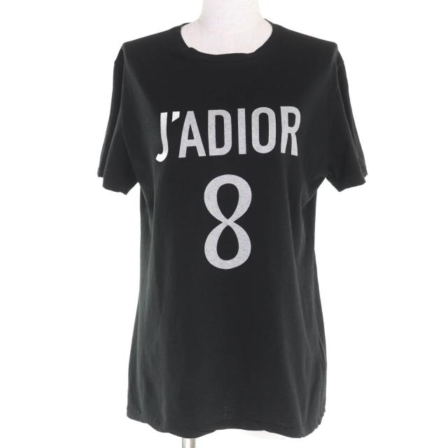 美品◇Christian Dior クリスチャンディオール 843T03TC428 コットン リネン J’ADIOR 8 ロゴ 半袖Ｔシャツ ブラック M イタリア製 正規品