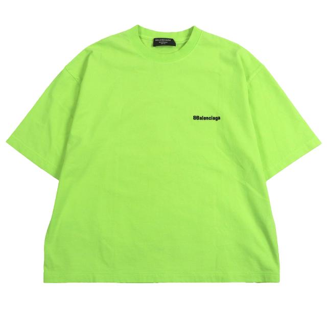 極美品□BALENCIAGA バレンシアガ 2021年製 612966 WARDROBE BBロゴエンブロイダリー 刺繍 半袖Ｔシャツ ネオンイエロー S 正規品 メンズ