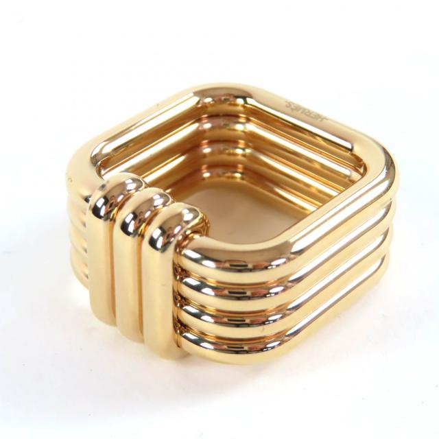 極美品◇HERMES エルメス Ruban ルバン スクエア スカーフリング スカーフ留め アクセサリー ゴールド 箱付き フランス製  レディース