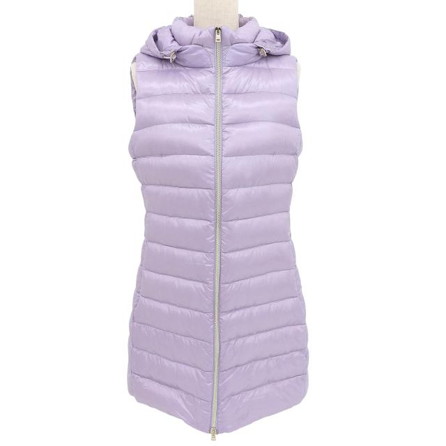 極美品▲Herno ヘルノ ICONICO イコニコ 2023年製 PI0329DIC SERENA セレナ ダブルジップ ロゴ金具・フード付き ダウンベスト 42 正規品