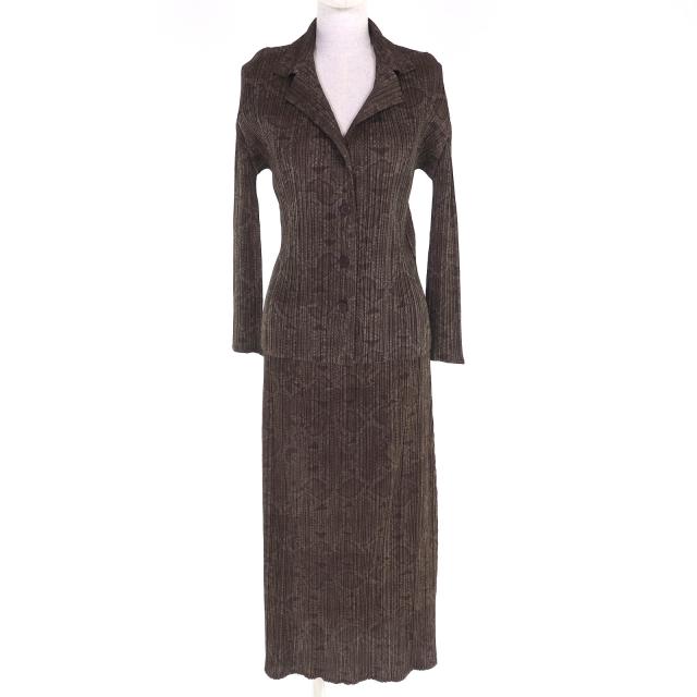 極美△PLEATS PLEASE プリーツプリーズ イッセイミヤケ PP33-JD832/PP33-JG834 パイソン柄 カーディガン スカート セットアップ 3 正規品