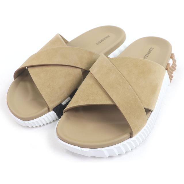 未使用品□HERMES エルメス インフラ スウェードレザー 2024年購入 スライドサンダル シャワーサンダル ベージュ 40 箱・保存袋付き 伊製