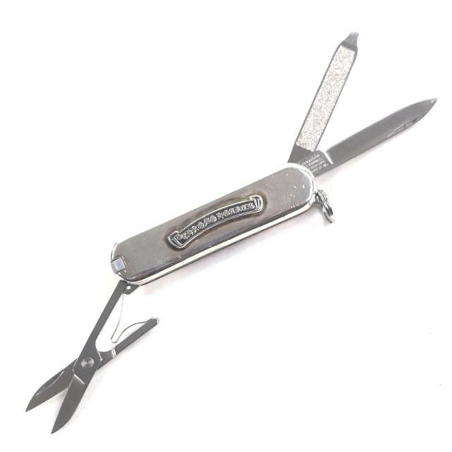 美品▼CHROME HEARTS クロムハーツ 925 フローラルクロス ヤスリ ハサミ アーミーナイフ マルチツール シルバー 重量42.12g メンズ