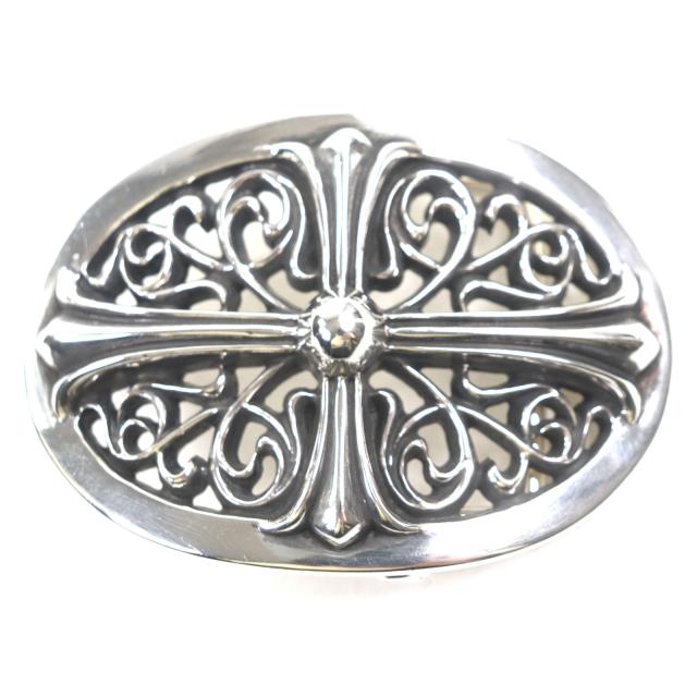 美品▼CHROME HEARTS クロムハーツ クラシック オーバルバックル 925 ベルトバックル シルバー 重量154.6g メンズ アクセサリー
