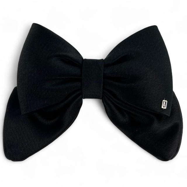 極美品▲ALEXANDRE DE PARIS アレクサンドル ドゥ パリ リボン ヘアアクセサリー バレッタ ブラック 保存袋付き フランス製 レディース