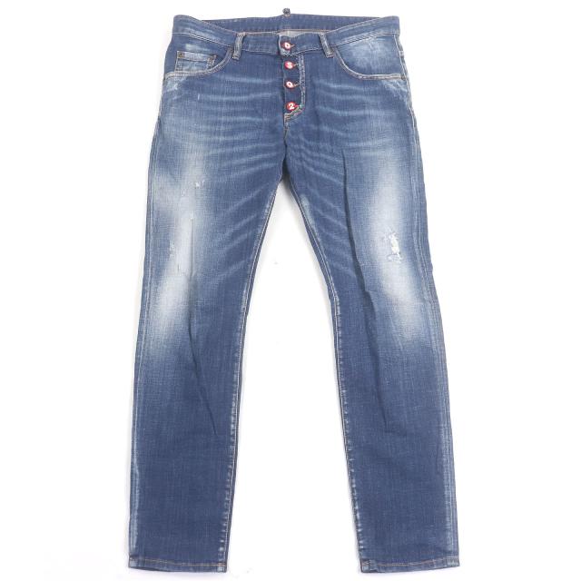 【ドンドン見直し】美品□DSQUARED2 ディースクエアード S71LB0747 ボタンフライ デニムパンツ インディゴブルー 50 イタリア製 正規品