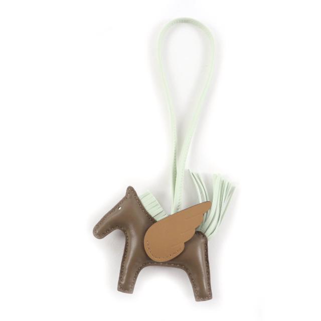 未使用品★HERMES エルメス ロデオ ペガサス PM エトゥープ/ビスキュイ/ヴェールフィズ アニョーミロ スイフト バッグチャーム U刻印