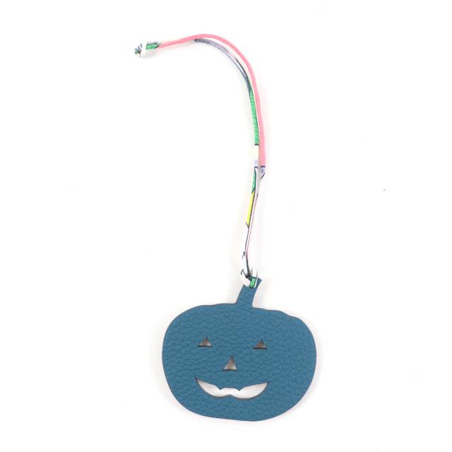 極美品★HERMES エルメス プティアッシュ チャーム ブルー グリーン トゴ パンプキン バッグチャーム フランス製 レディース