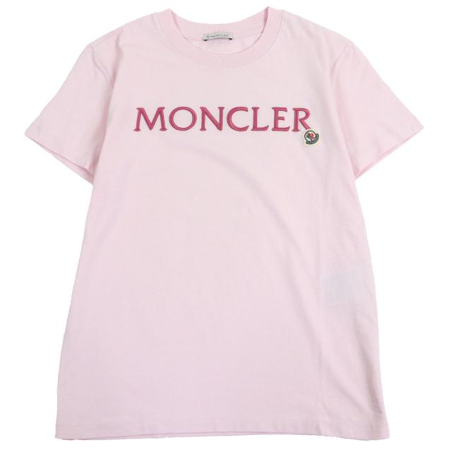 極美品□MONCLER モンクレール 23SS MAGLIA MANICHE CORTE ロゴエンブロイダリー ショートスリーブ 半袖Ｔシャツ ピンク S 正規品 メンズ