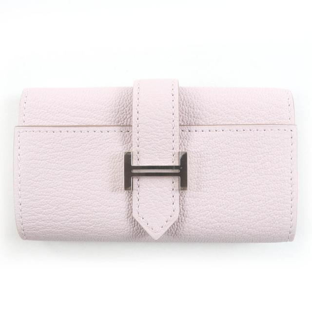 未使用品☆HERMES エルメス ベアン シェーブル モーヴペール シルバー金具 4連 キーケース W刻印 箱付き フランス製 レディース
