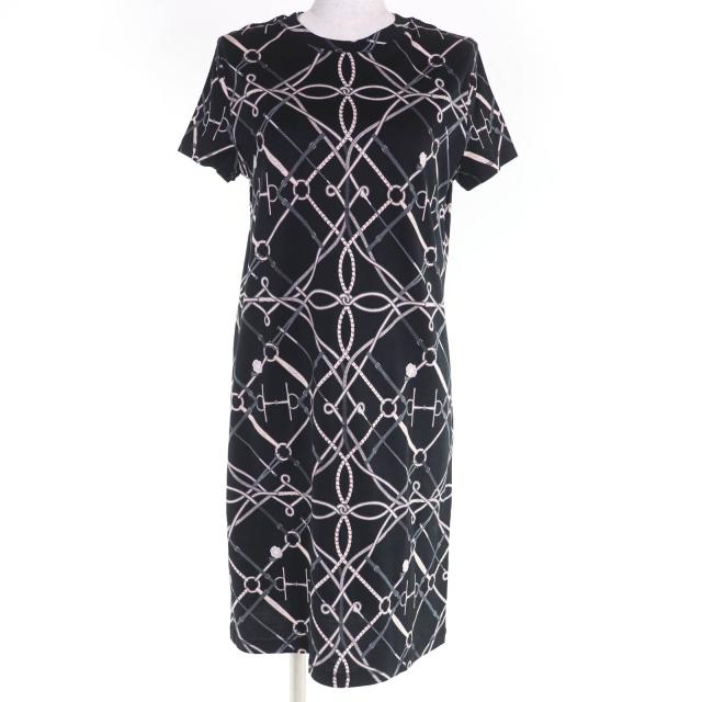 極美品☆HERMES エルメス 21SS PARCOURS SANS FAUTE 完璧なコース コットン 半袖 ワンピース ブラック 40 フランス製 正規品 レディース